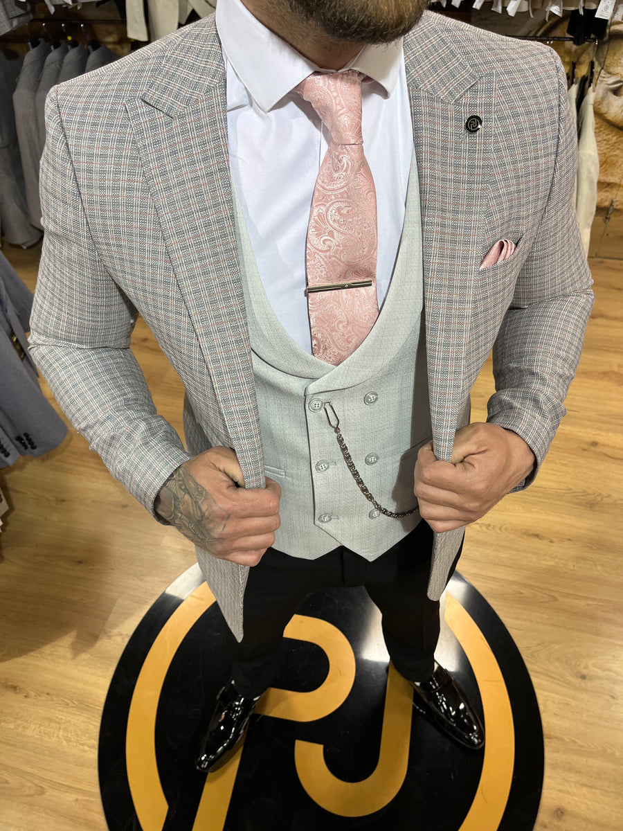 Raphael - Grey/Pink 3 Piece Suit no – Pal Joey