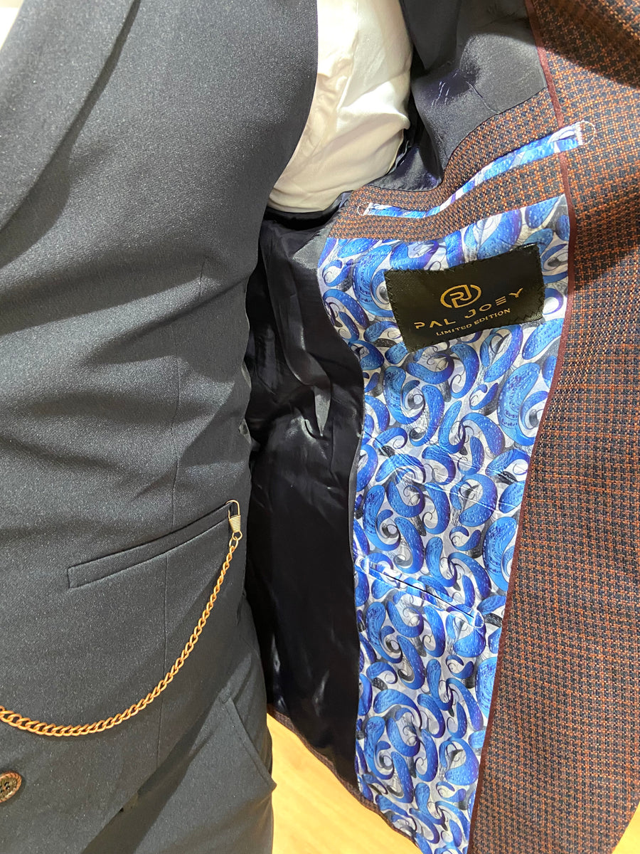 Gazza - Burnt Orange/Navy 3 Piece Suit – Pal Joey