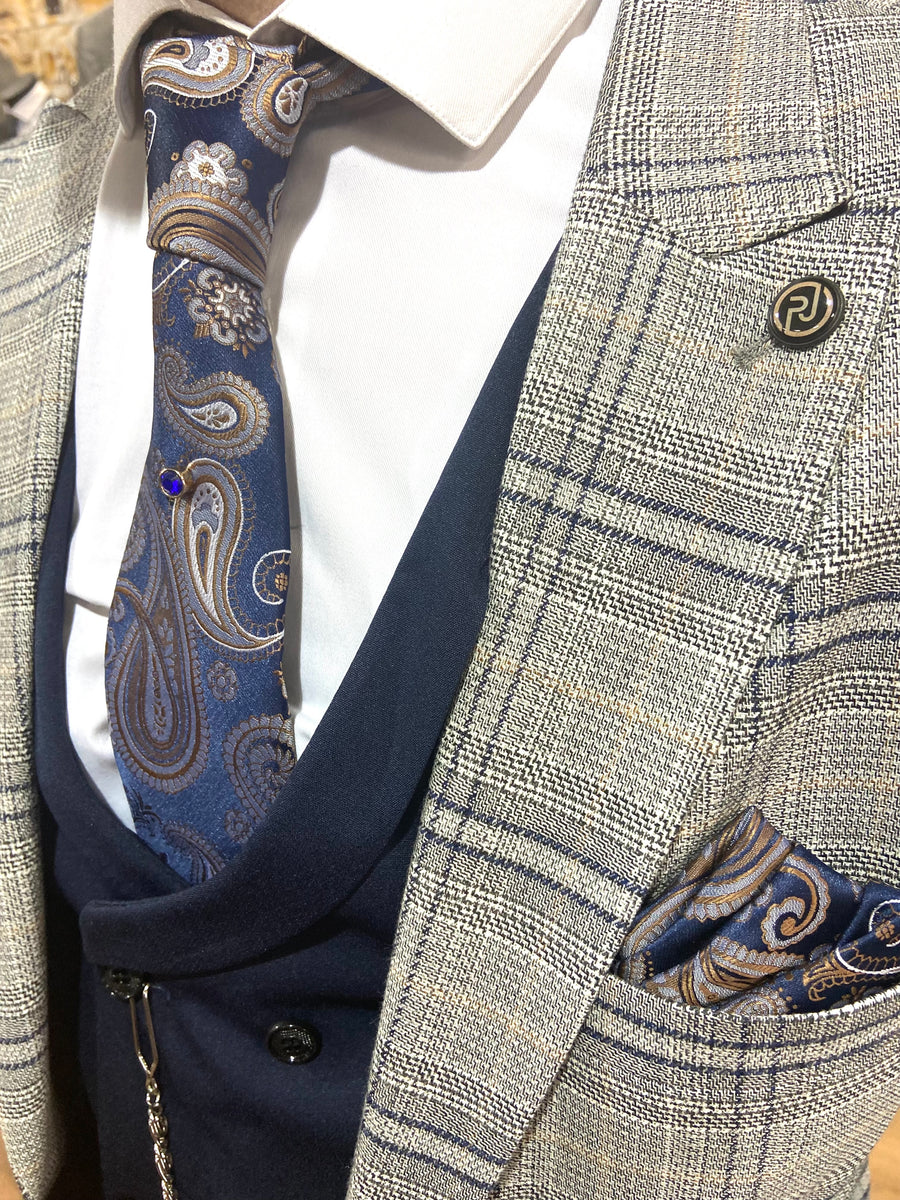 Mendez - Grey/Navy 3 Piece Suit – Pal Joey